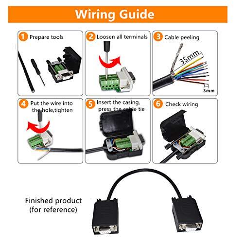 2 Pcs DB9-G3 9Pins Male Adapter with NUT Connector RS232 Serial to RXD ...