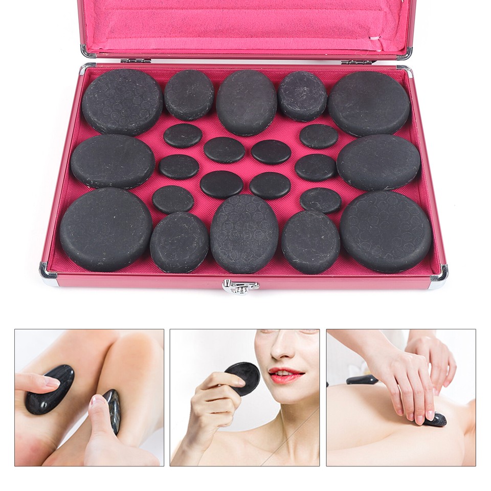 20pcs Hot Spa Massage Stones Body Skin Massage Basalt Stone Kit ...