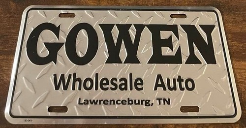 Gowen Wholesale Auto Dealership Booster License Plate Lawrenceburg ...