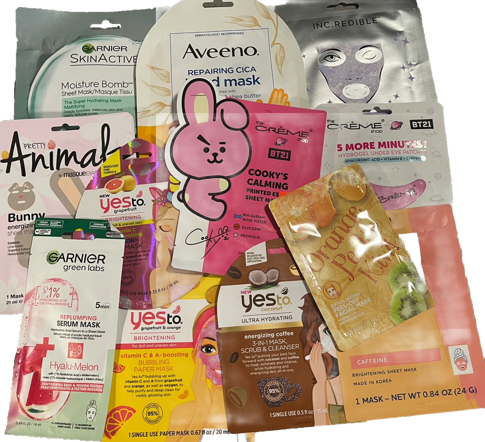 Lot Of 10 Mixed Facial Mask Hand And Lip Masks Packets Skin Care Face ...