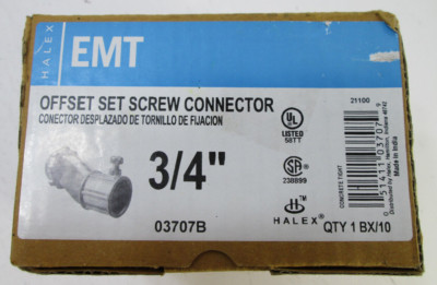 Halex - 03707B - EMT - 3/4" Offset Set Screw Connector - Box of 10 | eBay