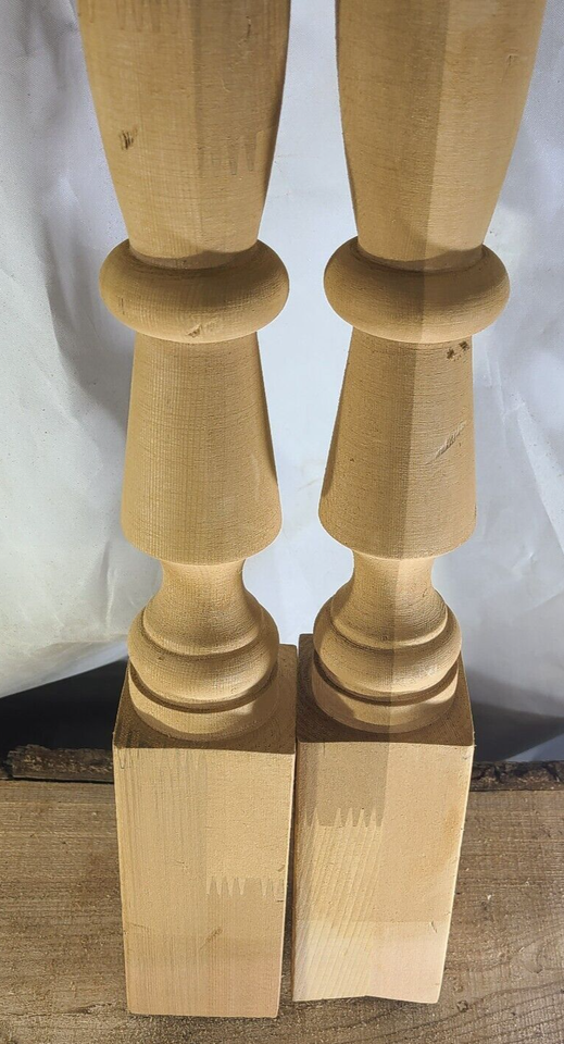 Vintage Cedar? Turned Wood Spindle Balusters 30 x 2 1/2 inches Lot of 2 ...
