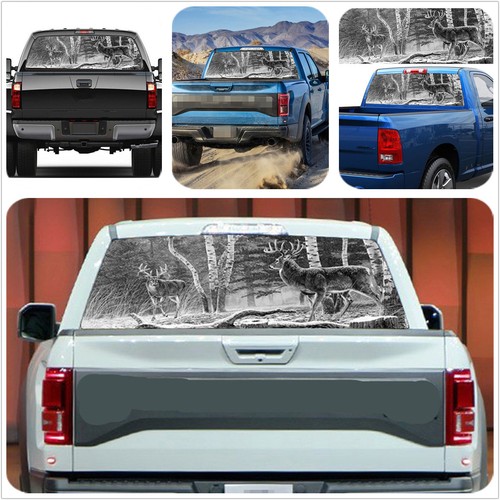 Car Rear Window Graphic Decal Forest Animals Deer Hunting Rear Window ...
