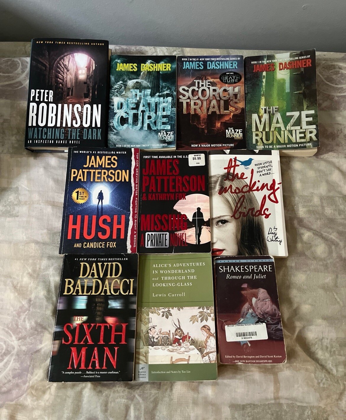 Lot of 10 Books by James Dashner, James Patterson, David Baldacci and ...