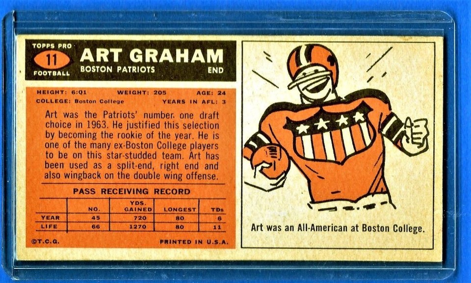 1965 Topps #11 Art Graham- Boston Patriots- SP- EX-MT | eBay