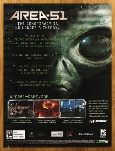 2005 Area-51 PS2 Xbox Vintage Print Ad/Poster Authentic Alien Video ...