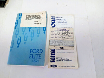 1975 FORD ELITE OWNERS MANUAL PLUS OWNER CARD | eBay
