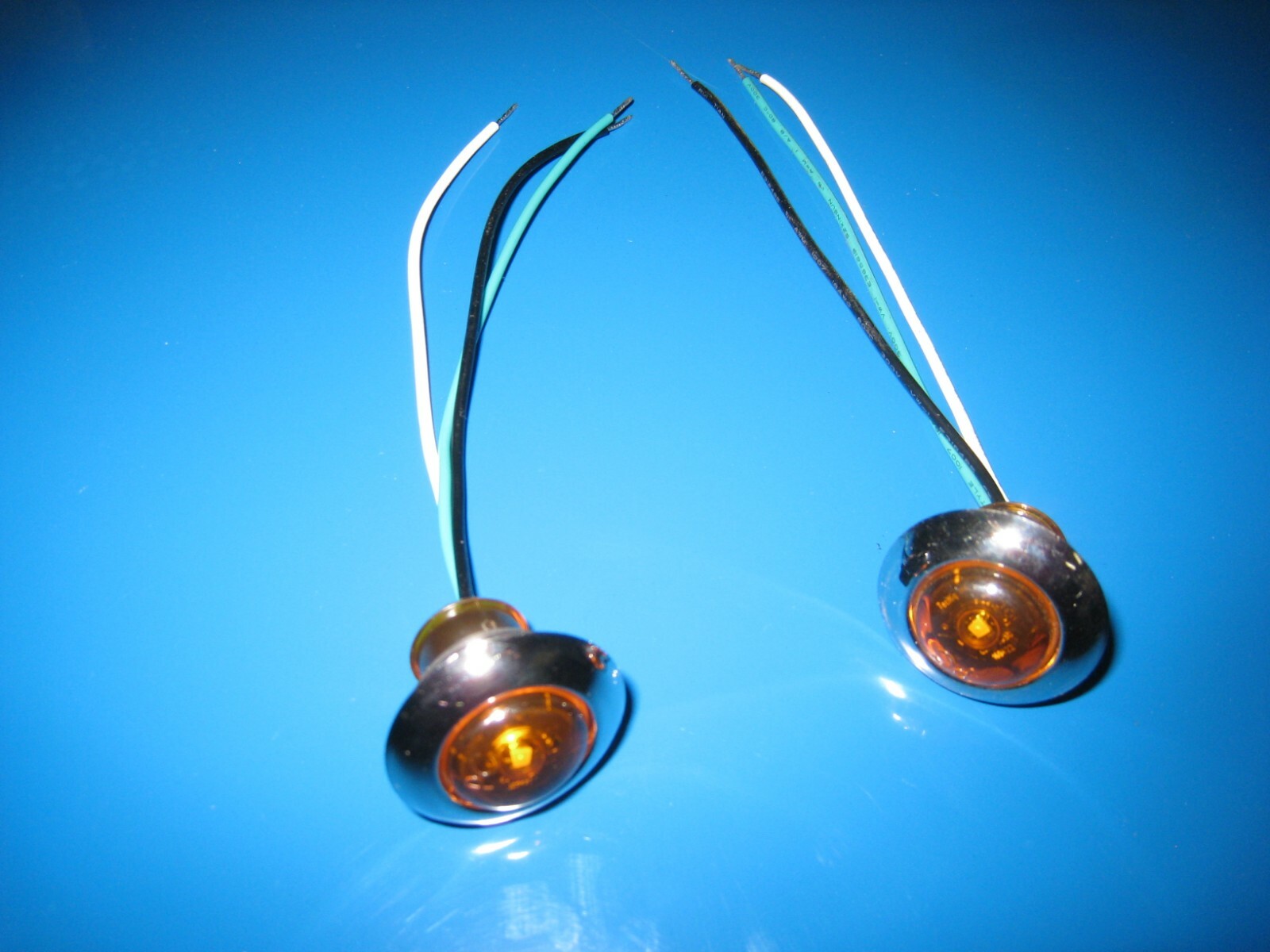 (2) TecNiq dual LED 3/4 amber marker / turn with stainless trim ring ...