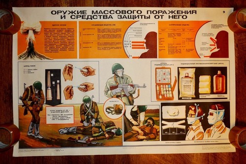 Authentic Soviet USSR Military Poster Civil Defense Chemical Suit First ...
