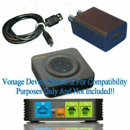 Wall Charger Power Supply & PWR Cable Cord Blk USB 3FT FOR Vonage HT802 ...