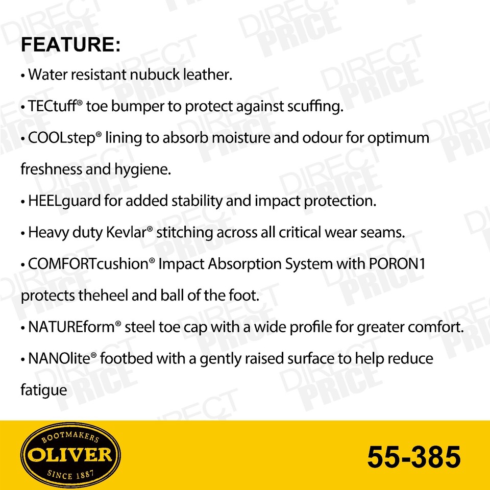 Oliver Work Boots 55385 Zip Sided Safety Steel Toe High Leg 200mm Wheat ...