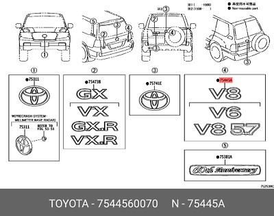 Genuine OE emblem, 7544560070 for TOYOTA 75445-60070 | eBay
