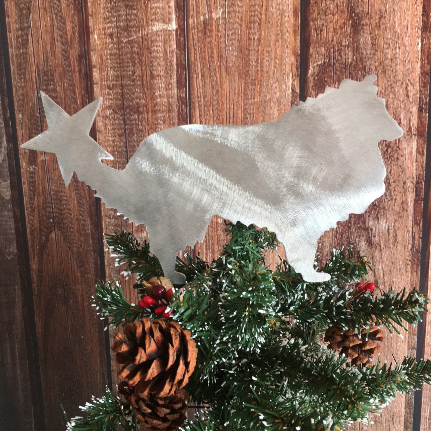 Shetland Sheep Dog, Sheltie Doggie Tree Topper, Wreath Decor, Holiday ...