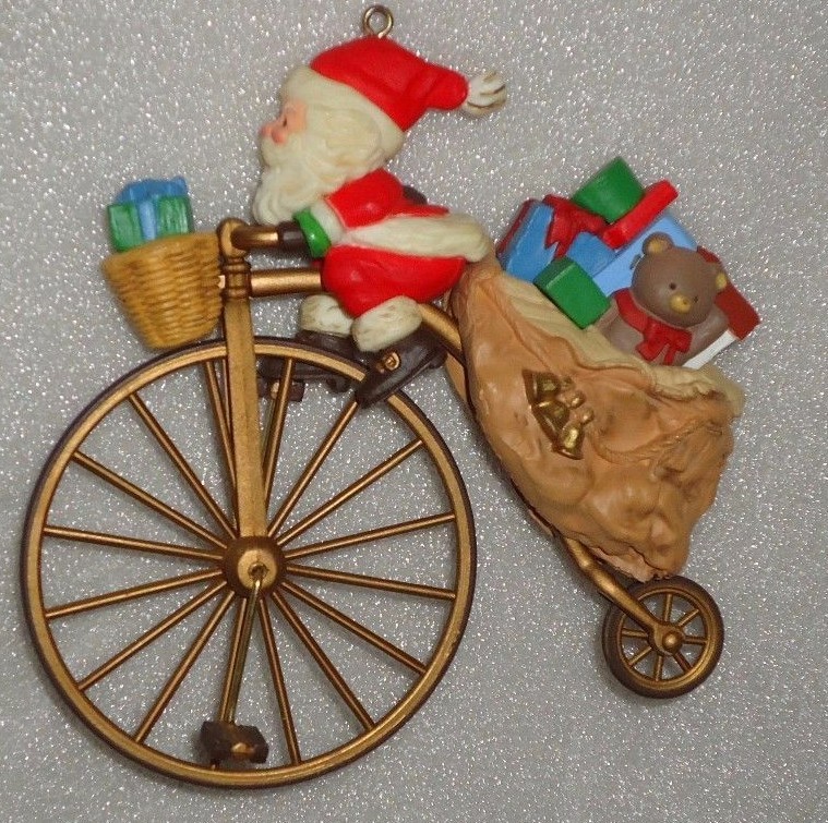 Vintage Hallmark Santa riding a Big Wheel Bicycle Christmas Ornament ...