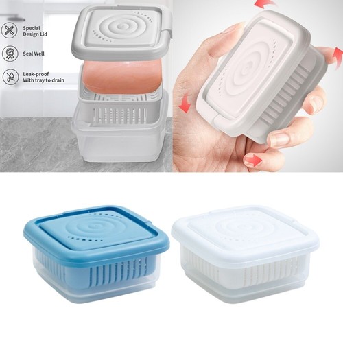 2 Pack 2 Layers Soaps Container with Lid Square Sponge Dryer Soap ...