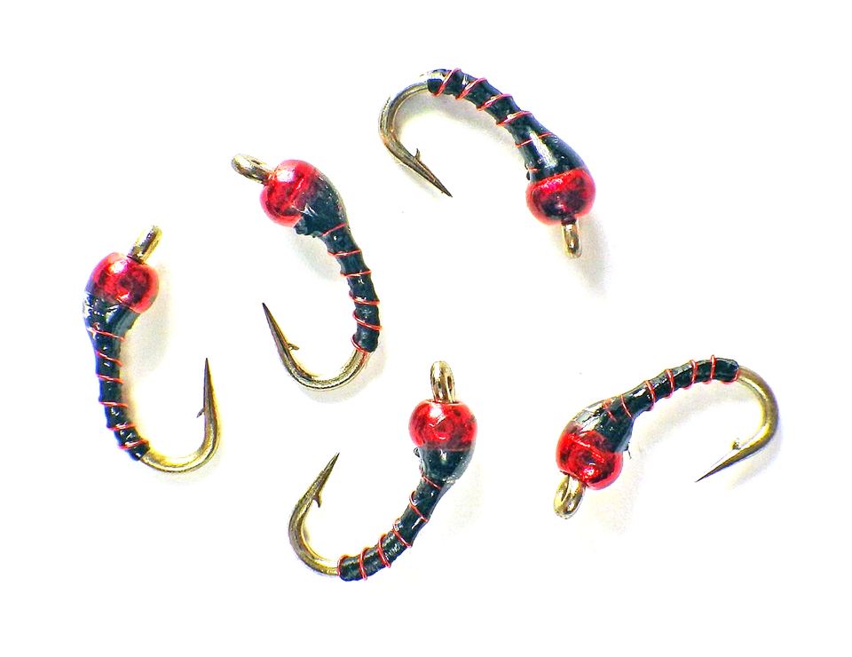Zebra Midge Tungsten Nymphs Black and Red - Premium Trout Fly Fishing ...