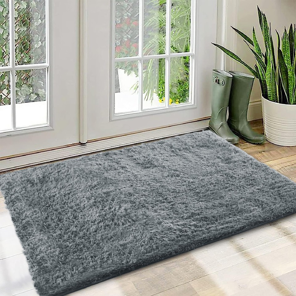 Non Slip Shaggy Indoor Door Mat Dirt Trapper Entrance Rug Washable ...