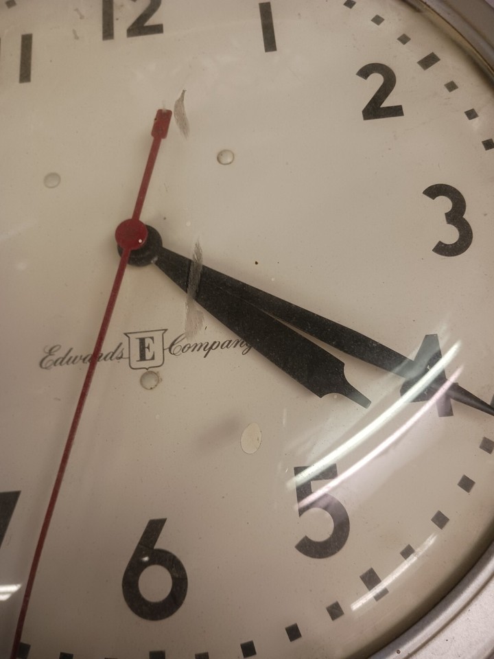 Vnt Large Industrial School Factory Wall Clock Curved Glass Face Metal ...