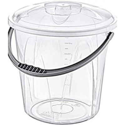 Clear Plastic Bucket Storage 15/20L Clear Carry Handle Storage ...