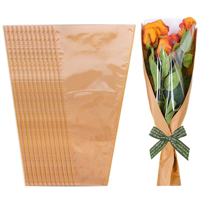 Whaline 50Pcs Flower Wrapping Bags Fall Kraft Paper Floral Packing ...