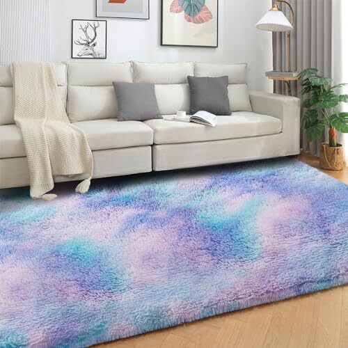 Large Area Rugs for Living Room, 5x8 Ft Tie-Dyed Bedroom 5x8 Feet Teal ...