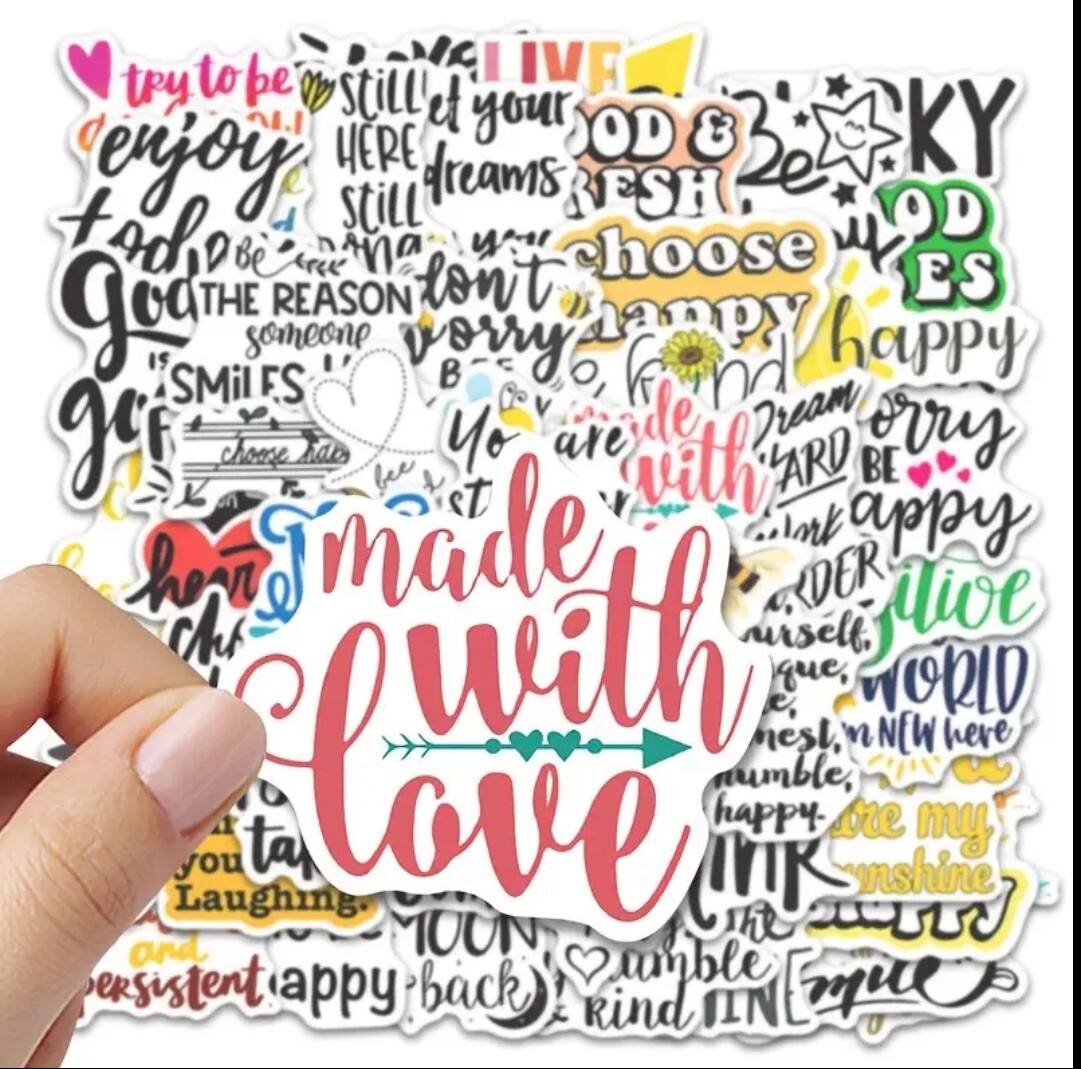50 Pieces Of Inspirational English Slogans Waterproof Stickers New | eBay
