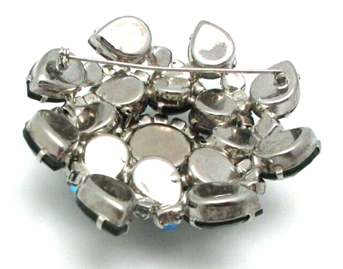 STUNNING 3" GREEN & BLUE Aurora Borealis Rhinestone Pinwheel Brooch Pin ...