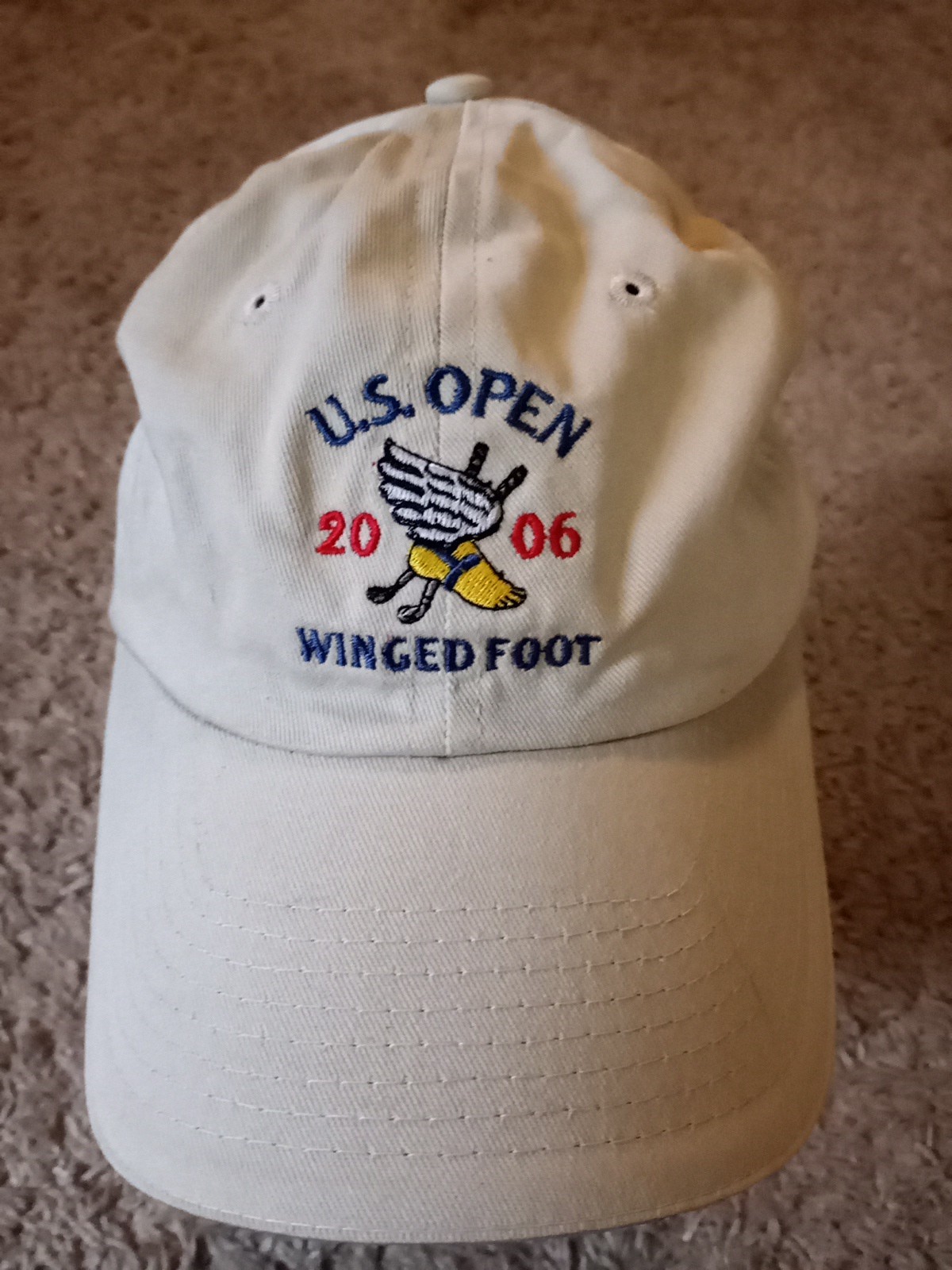 Winged Foot Golf Club Hat Cap Mens Strap Back Beige V… - Gem