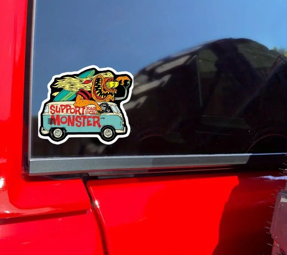 HUGE 6" Rat Fink Monster Surf Van Ed Roth Art Vinyl Sticker Decal ...