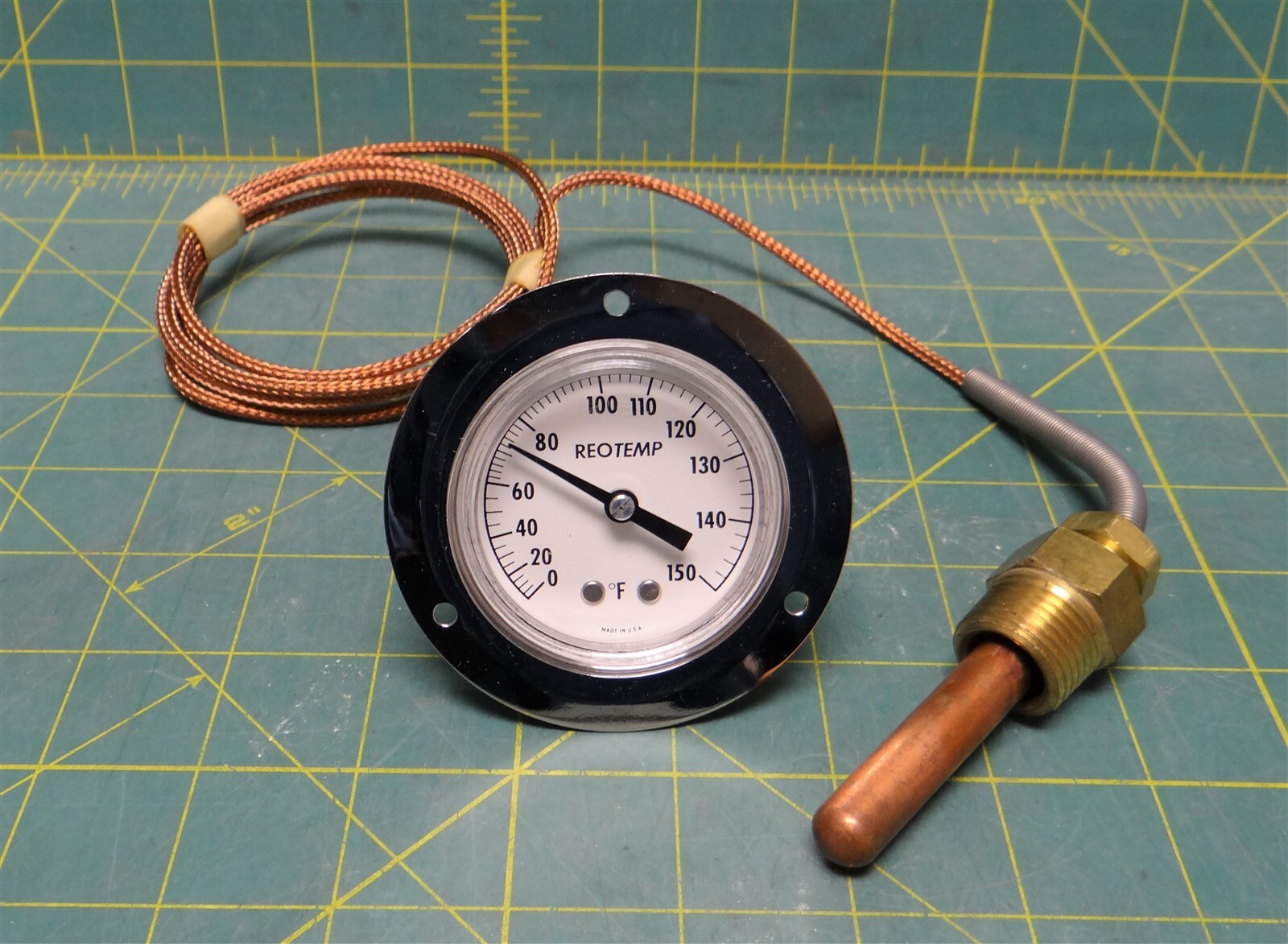 REOTEMP Vapor Actuated Thermometer 2" Dial 0-150°F Copper Capillary ...