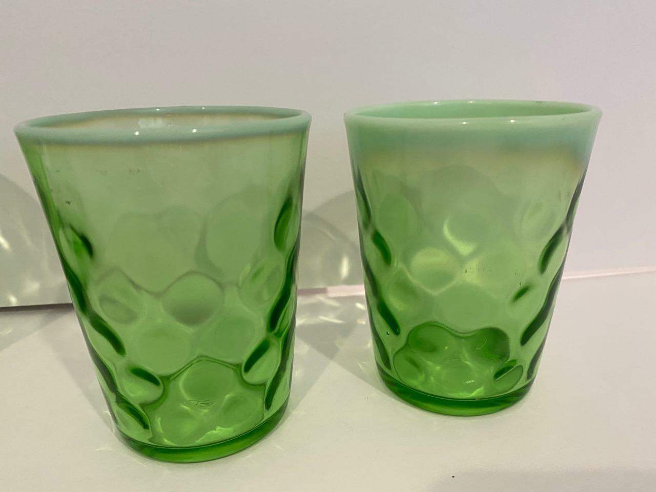 Northwood Glass Antique Set 4 Green Opalescent Coin Spot Tumbler 1903 ...