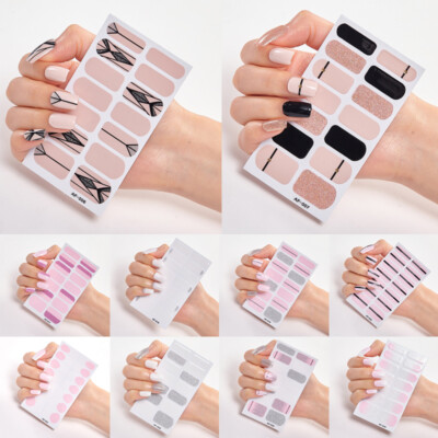 14pcs Women Nail Sticker Decals Nail Tips Full Cover Self-Adhesive Art ...