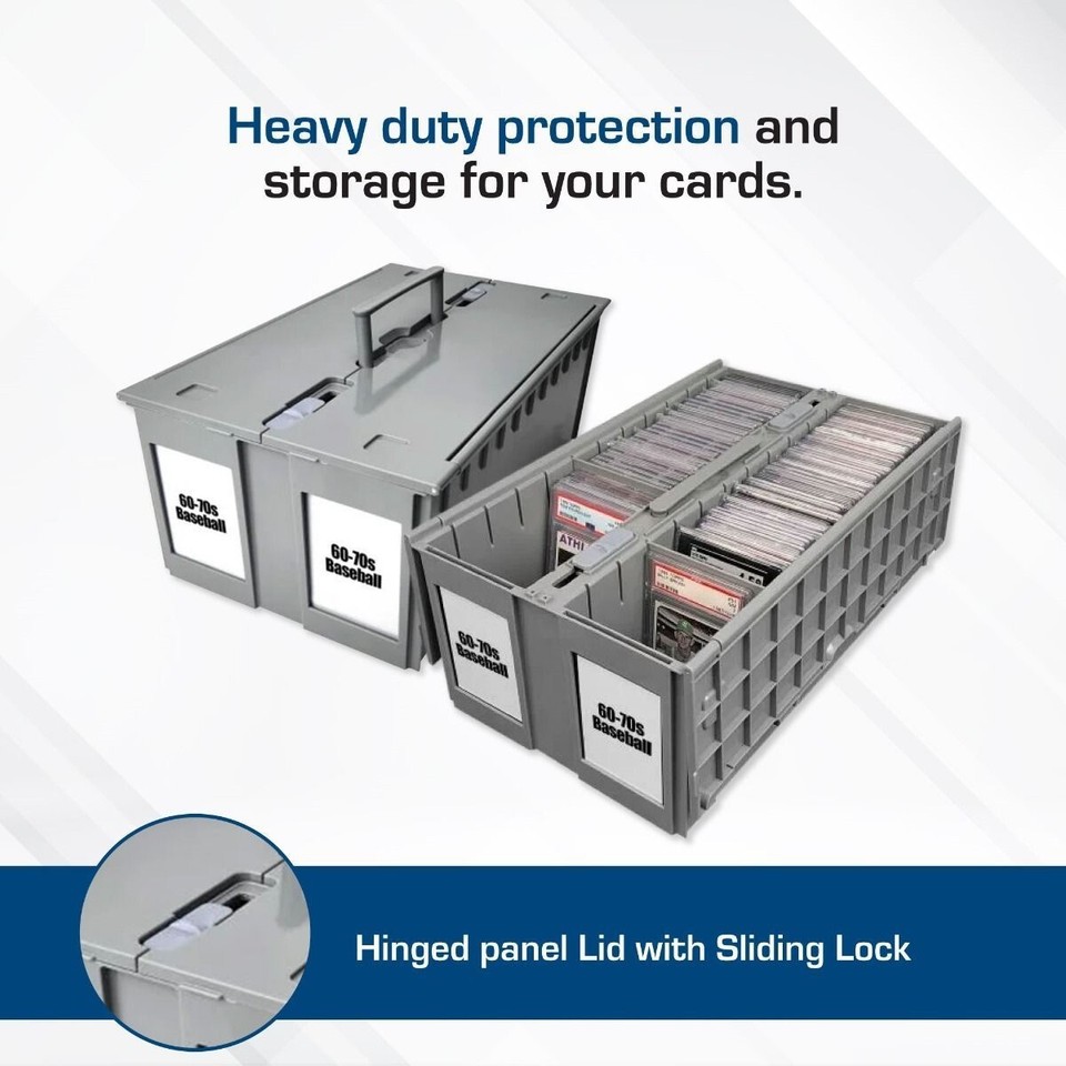 BCW Graded Card Bin 2 Row Gray Long Term Storage Box Hold PSA BGS SGC ...