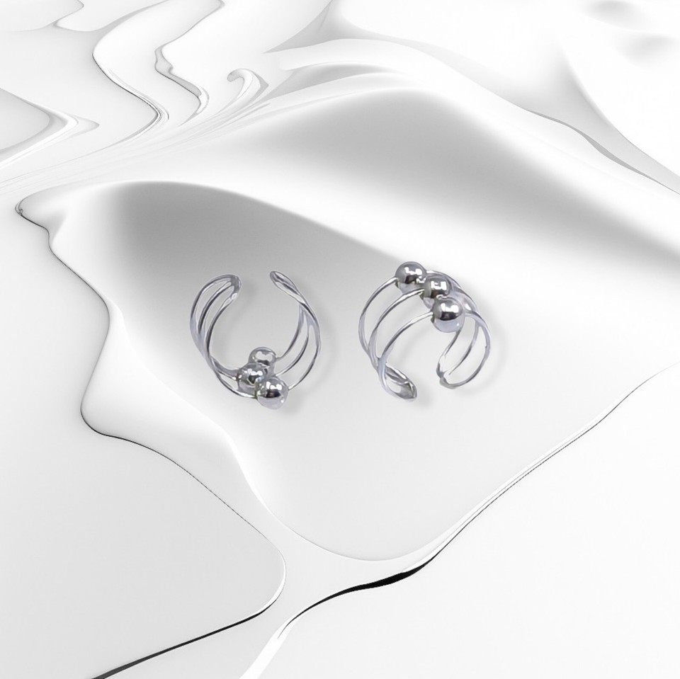 Silver Ear Cuffs Earrings *Genuine 925 Sterling Silver Ear Cuffs ...