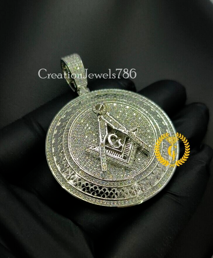 Freemasonry Masonic Great G, Compass and Square G Moissanite 925 Silver ...