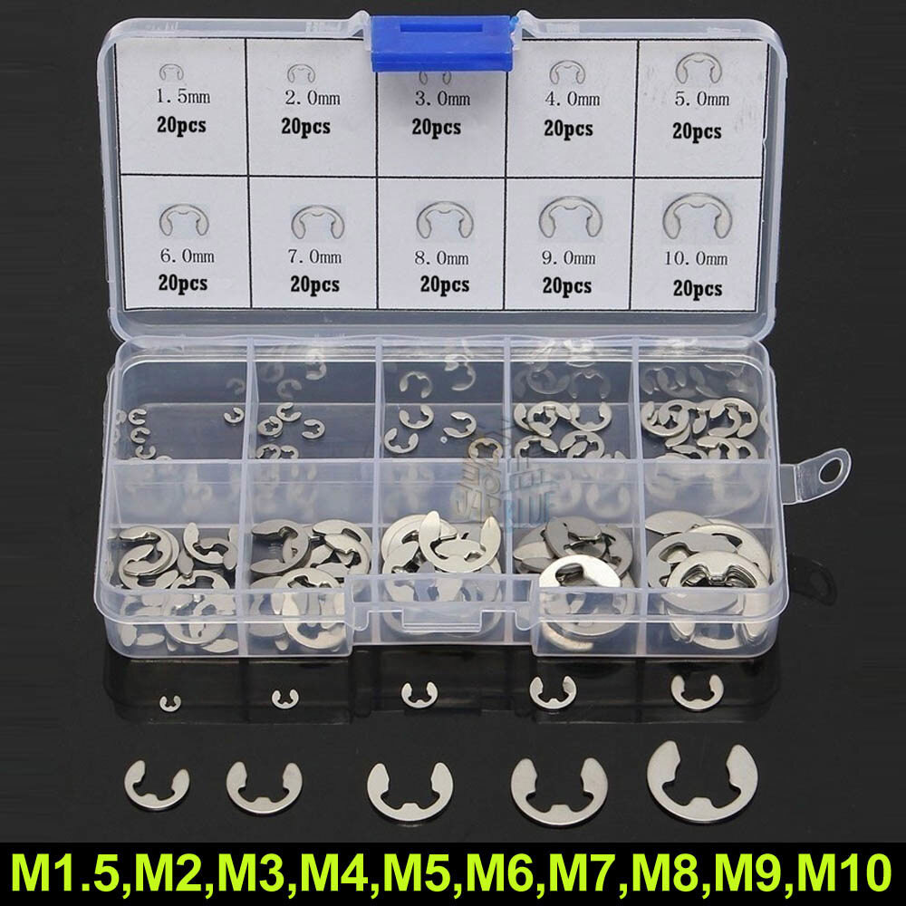 120X Stainless Steel E-Clips External Retaining Washers C-Clip 1.5mm ...