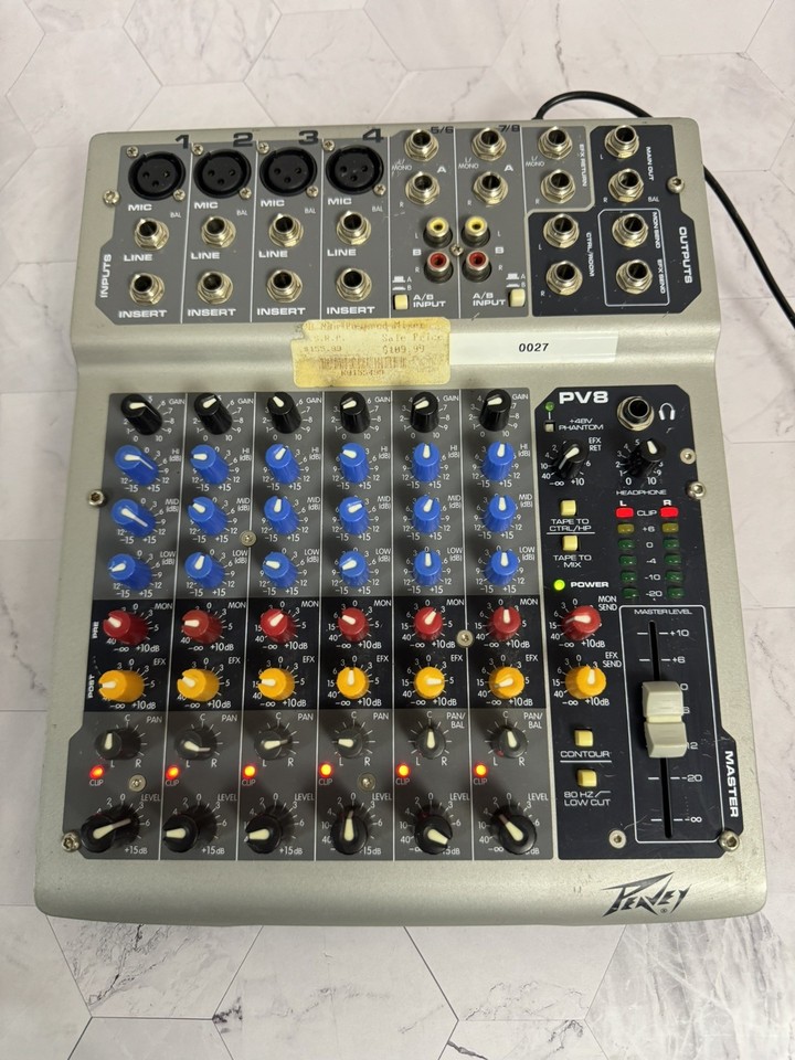 Peavey PV8 8 Channel Mixer Console w/ Power Adapter | Tested & Working ...