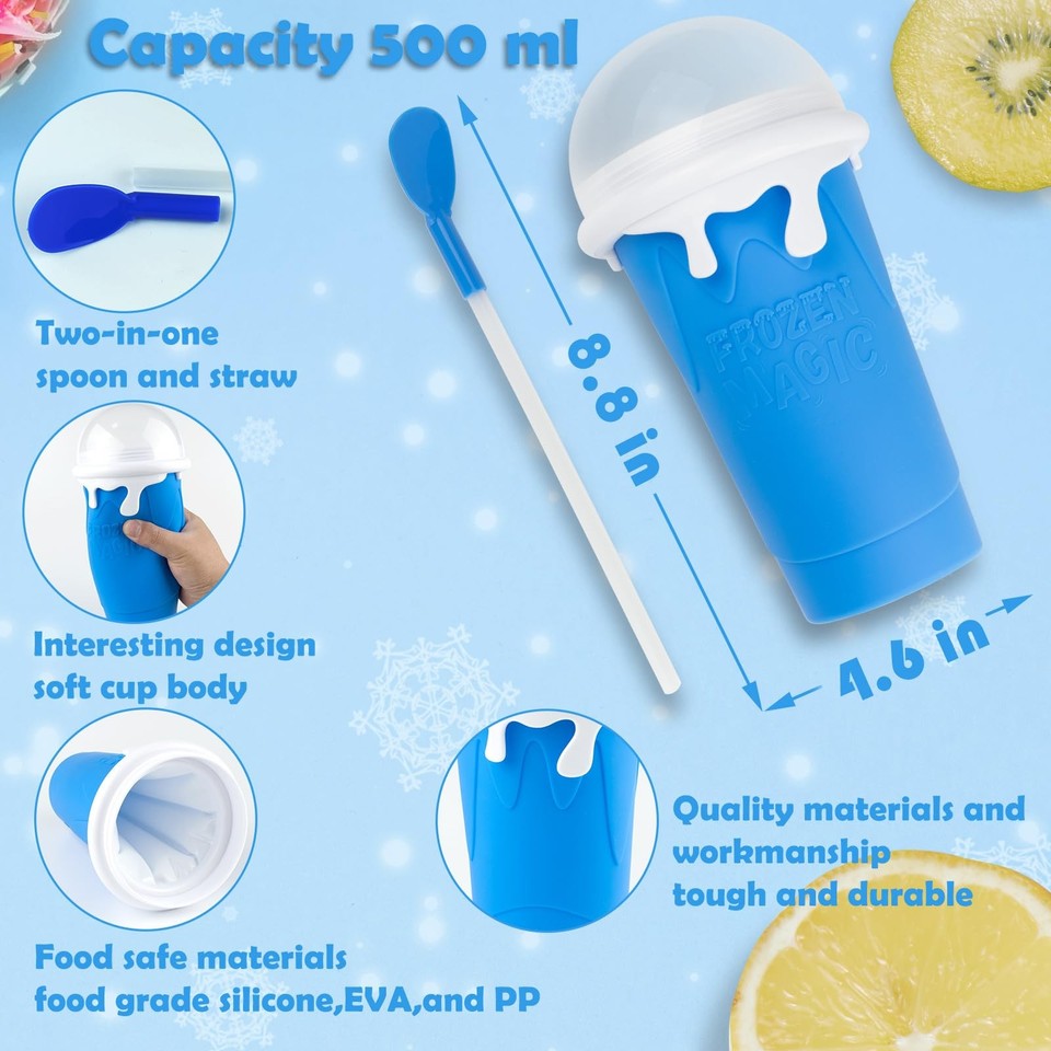 Slushy Cup Maker,Large Slushie Maker Cup 500ml,Double Layers Silicone ...