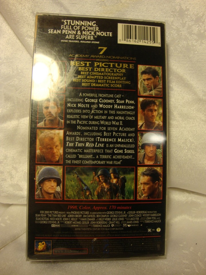 The Thin Red Line (VHS, 1999) Sean Penn, George Clooney, John Cusack ...