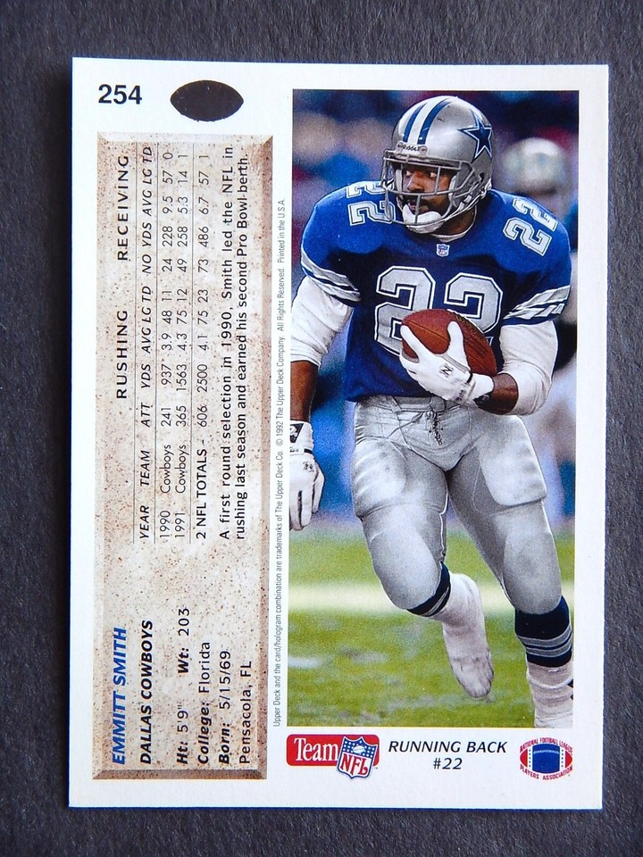 Emmitt Smith #254 Upper Deck 1992 Football Card (Dallas Cowboys) LN | eBay