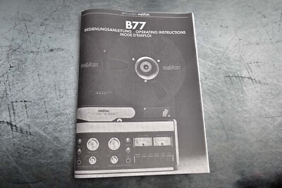 ReVox B77 Reel to Reel Stereo Tape Recorder Player Operating ...