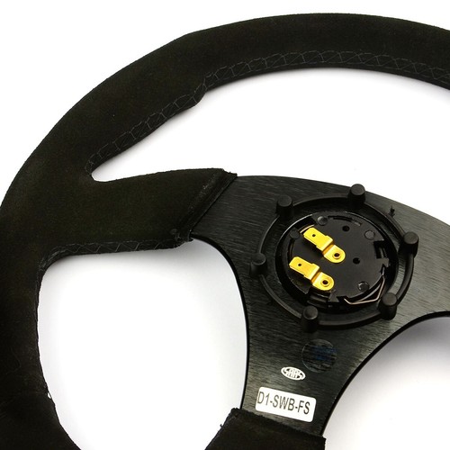 SAAS Steering Wheel Suede 350mm ADR Black Flat Bottom | eBay Australia