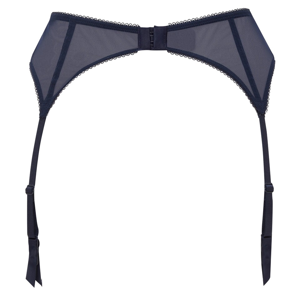 Gossard Superboost Lace Garter Belt New Sheer Lingerie Midnight Blue ...