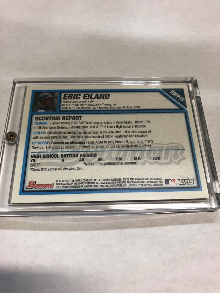 ERIC EILAND 2007 BOWMAN CHROME DRAFT PICKS ORANGE REFRACTOR /25 BGS 9.5 ...