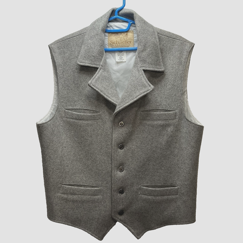 Vintage SCHAEFER Outfitter Wool Vest Men L Gray Button Western Ranch ...