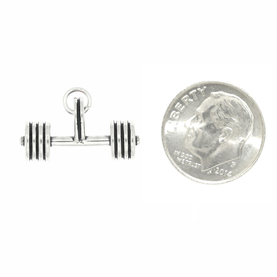Sterling Silver Weightlifting Straight Barbell Charm or Pendant | eBay