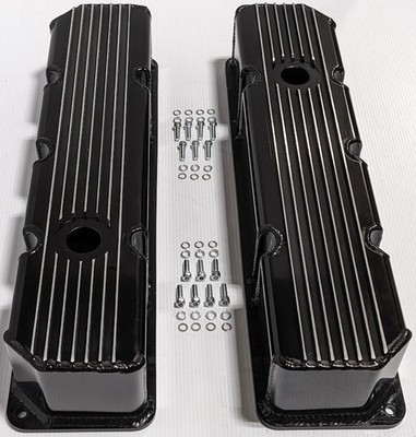 1976-87 Jeep AMC Black Fabricated Aluminum Finned Valve Covers w/ Holes ...