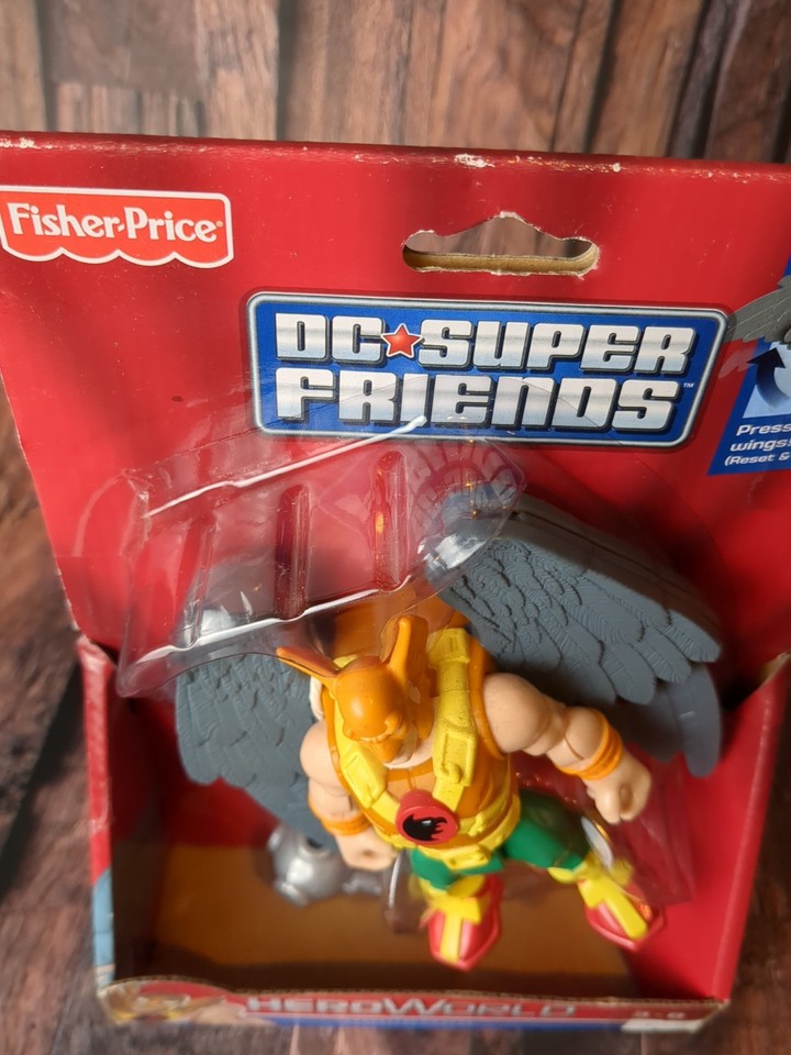 Fisher Price DC Super Friends Hawkman Hero World Figure NIB Worn Box ...
