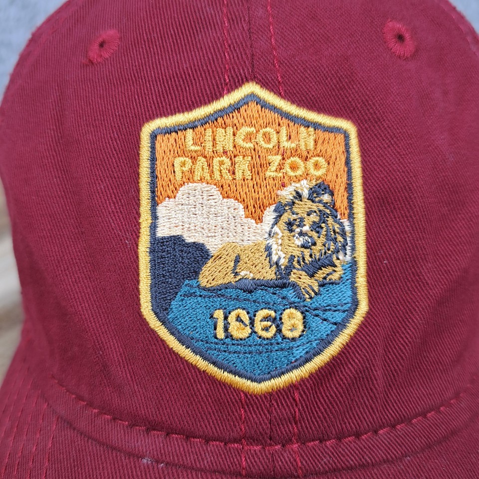 Lincoln Park Zoo Hat Cap Strap Back Red Maroon Lion Patch Collector Cap ...