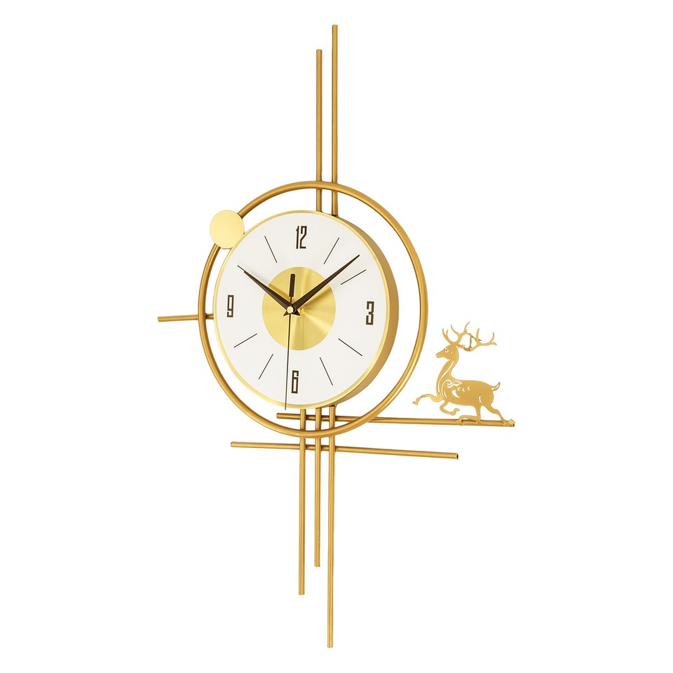 Modern Wall Clocks Gold Elk Battery Operated Wall Clock Non-ticking ...